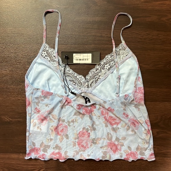 Motel Rocks | Tops | Pink And Blue Rose Motel Rocks Laced Spaghetti Top ...